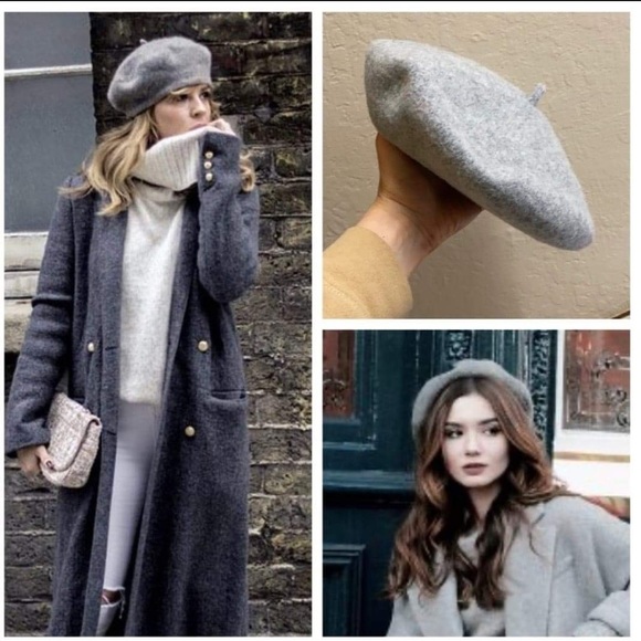 Vintage | Accessories | New Emily In Paris Style Gray Vintage Beret Hat ...